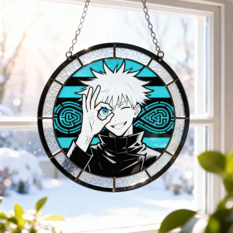 Strongest Sorcerer Stained Glass – Gojo Window Hanging – Printed Decor ...
