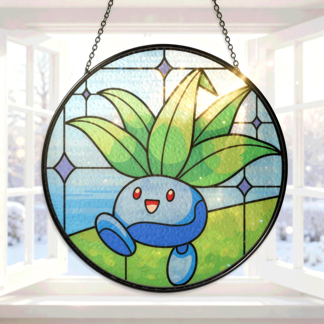Oddish Stained Glass Suncatcher Cute Oddish Window Hanging Decor ...