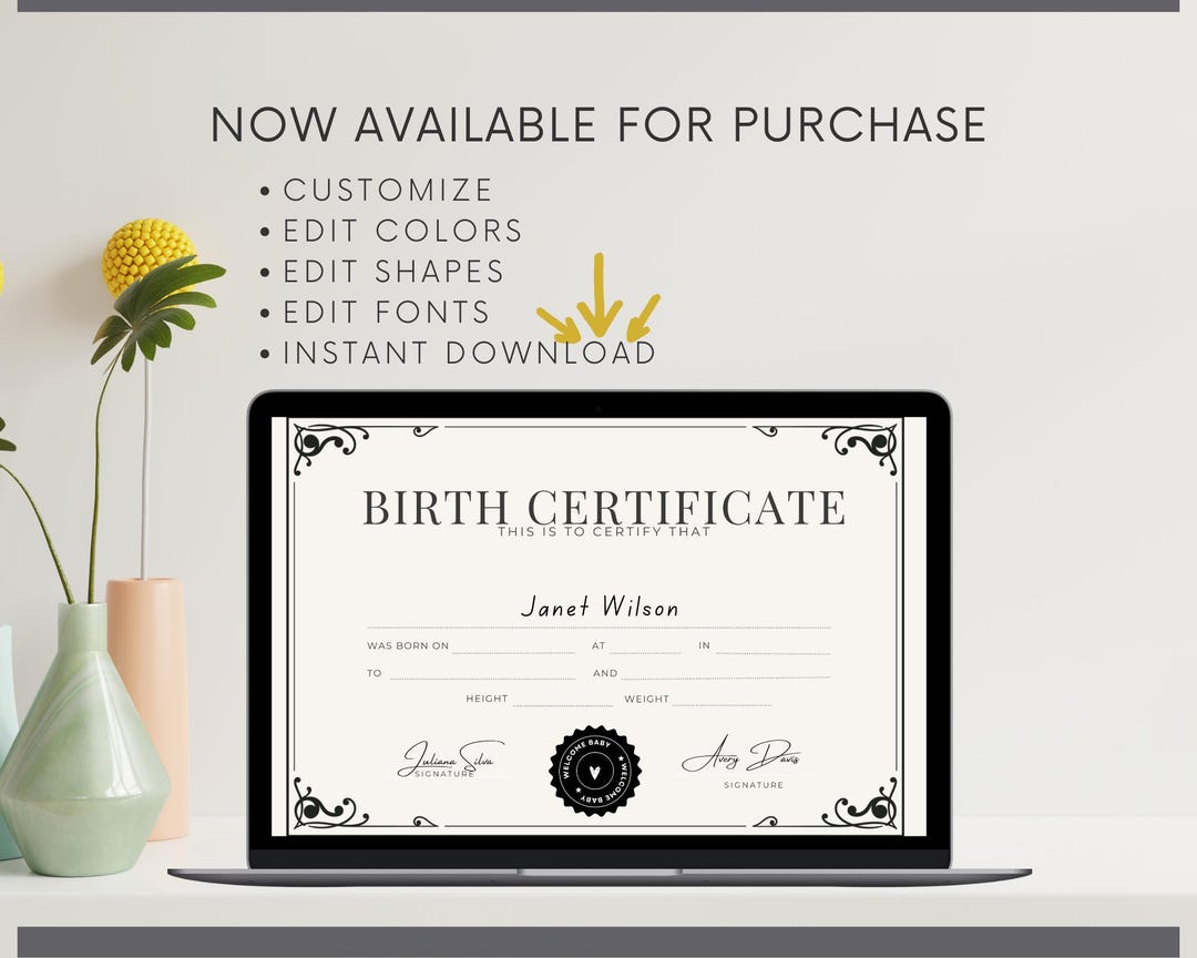 Editable Certificate of Birth Certificate Template, Baby Certificate ...