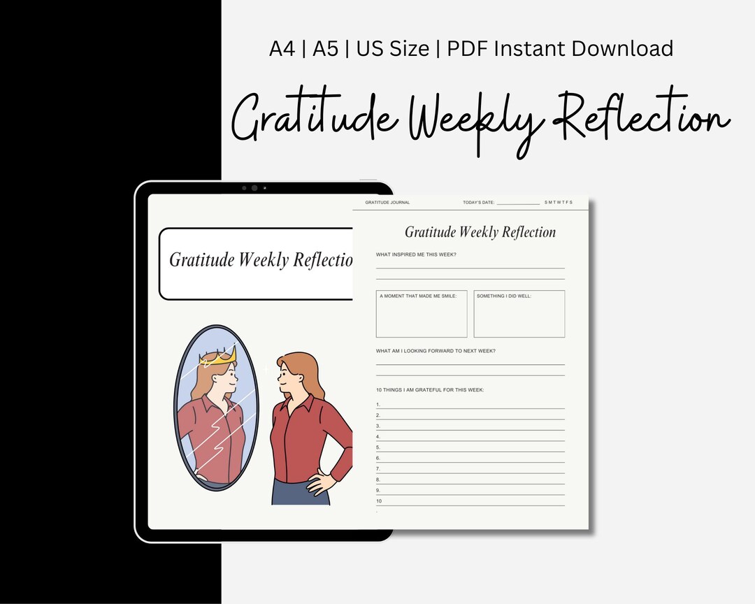 Gratitude Weekly Reflection Digital Planner: Cultivate Positivity ...