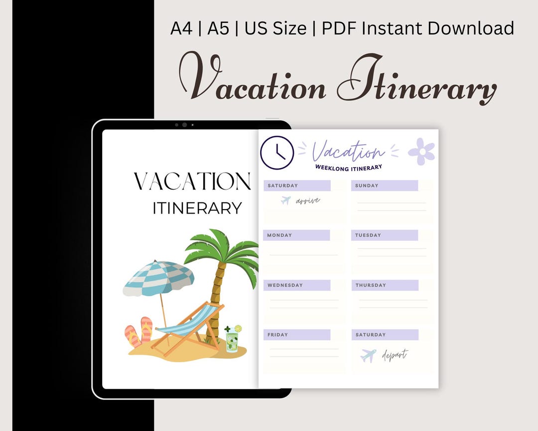 Printable Travel Planner Template | Editable Vacation Itinerary ...