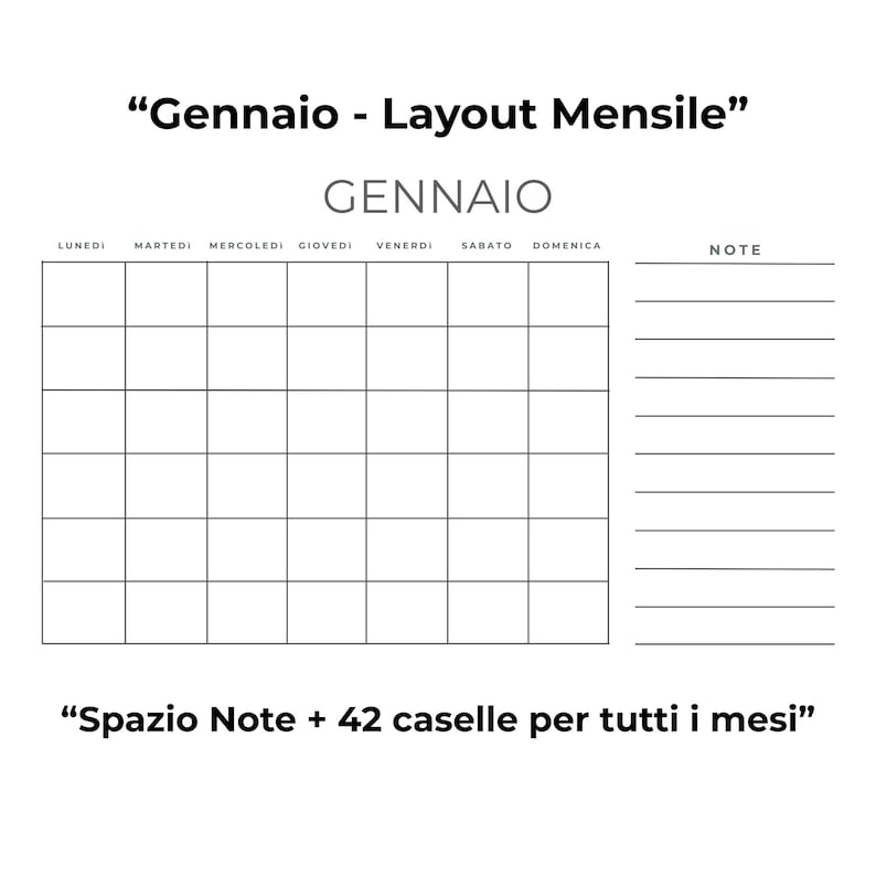 Printable Undated Monthly Calendar | A4 Planner PDF | Monthly ...