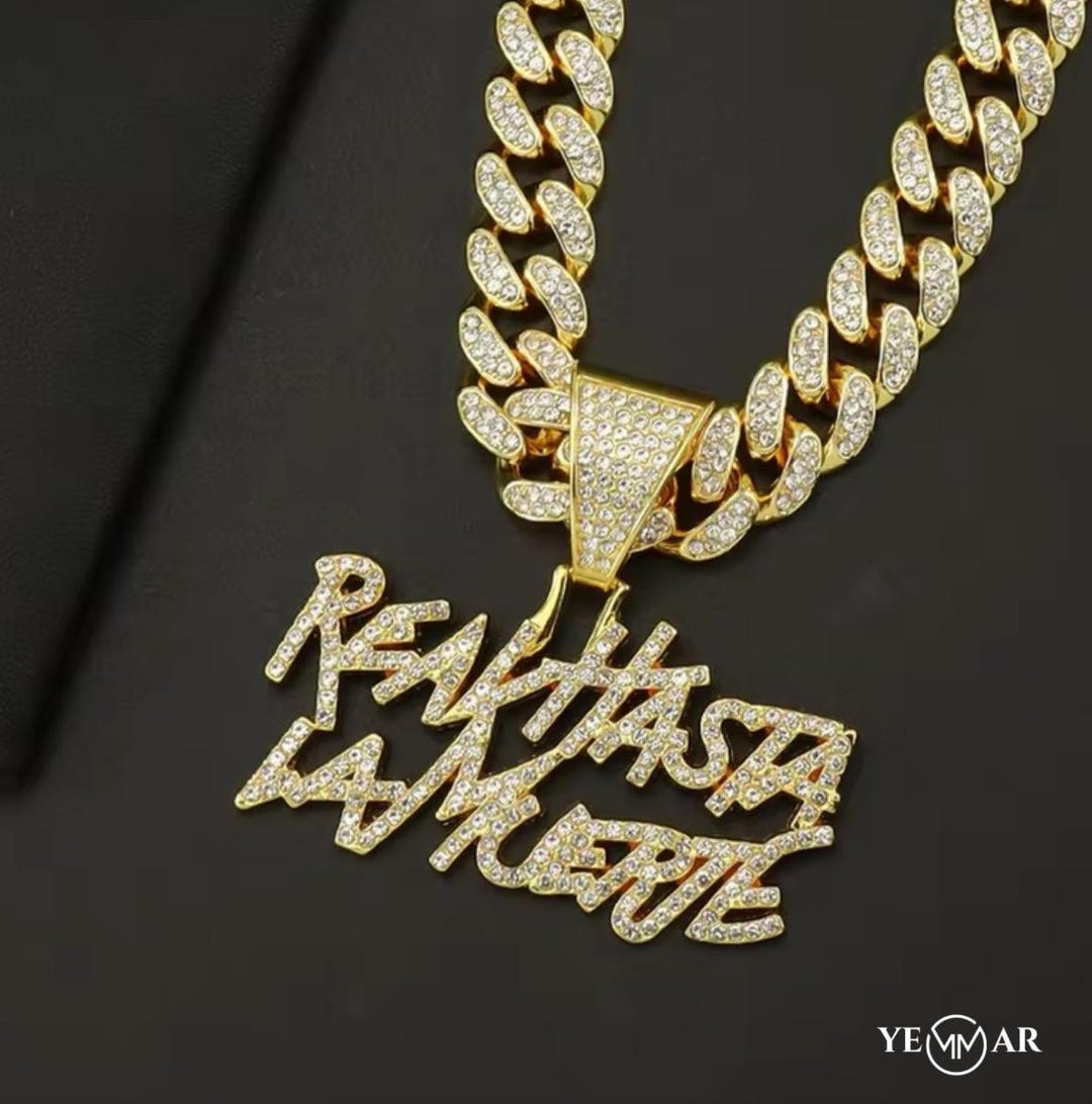 Hip Hop “real Hasta La Muerte” Pendant Necklace – 13MM Cuban Chain With ...
