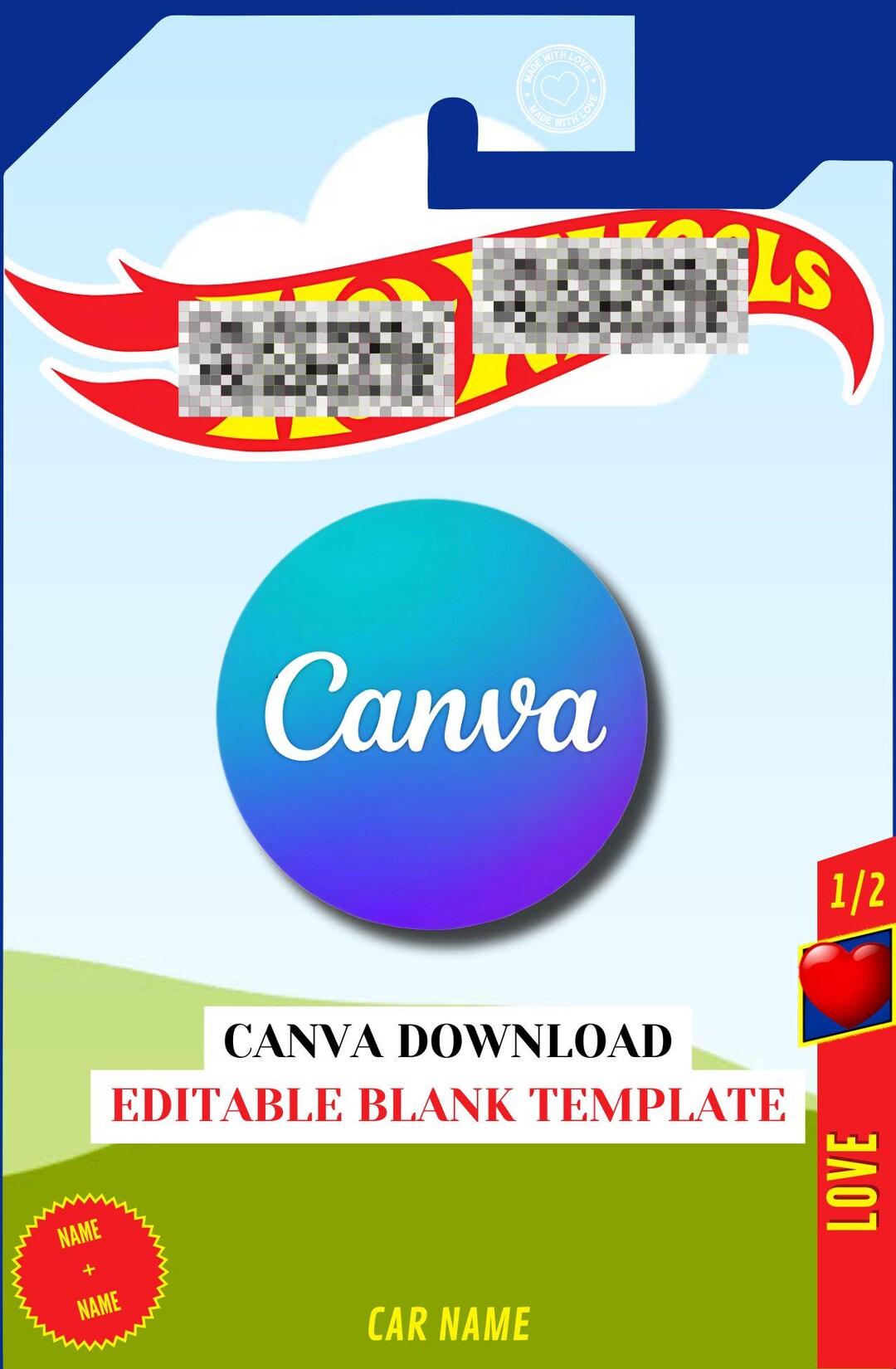 Wheels Template - Blank Template - Canva Template Gifts, Birthday ...