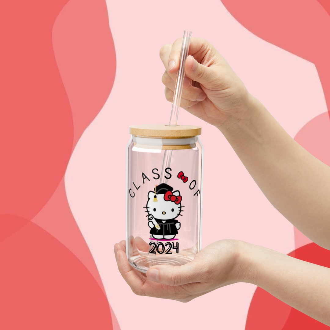Red Hello Kitty Class of 2024 Tumbler Red Graduation Cup, 16oz Glass ...