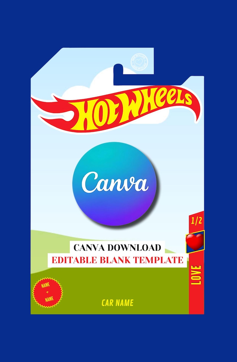 Hot Wheels Template Blank Template Hotwheels Canva Template - Etsy