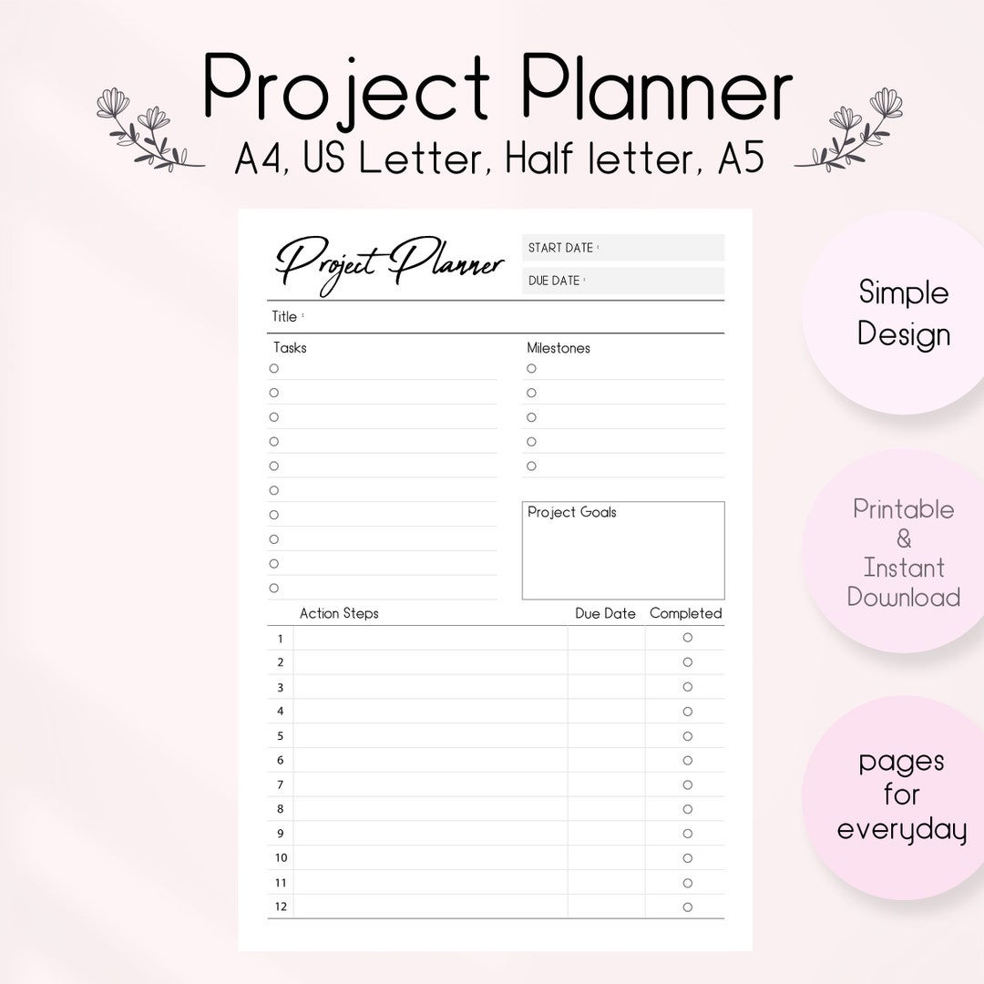 Project Planner Printable, Productivity Goal, Business Planner, Task ...