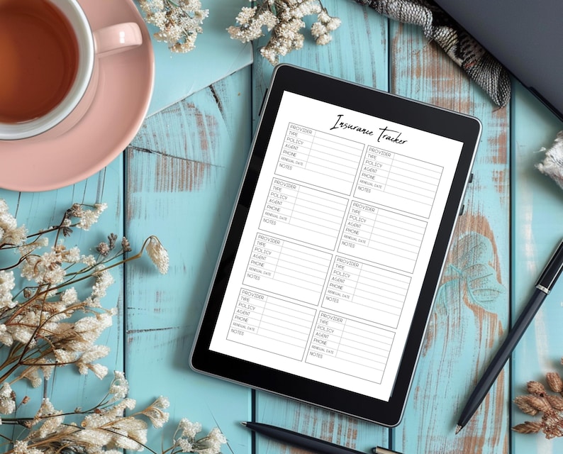 Insurance Information Tracker Printable, Insurance Policy Provider ...