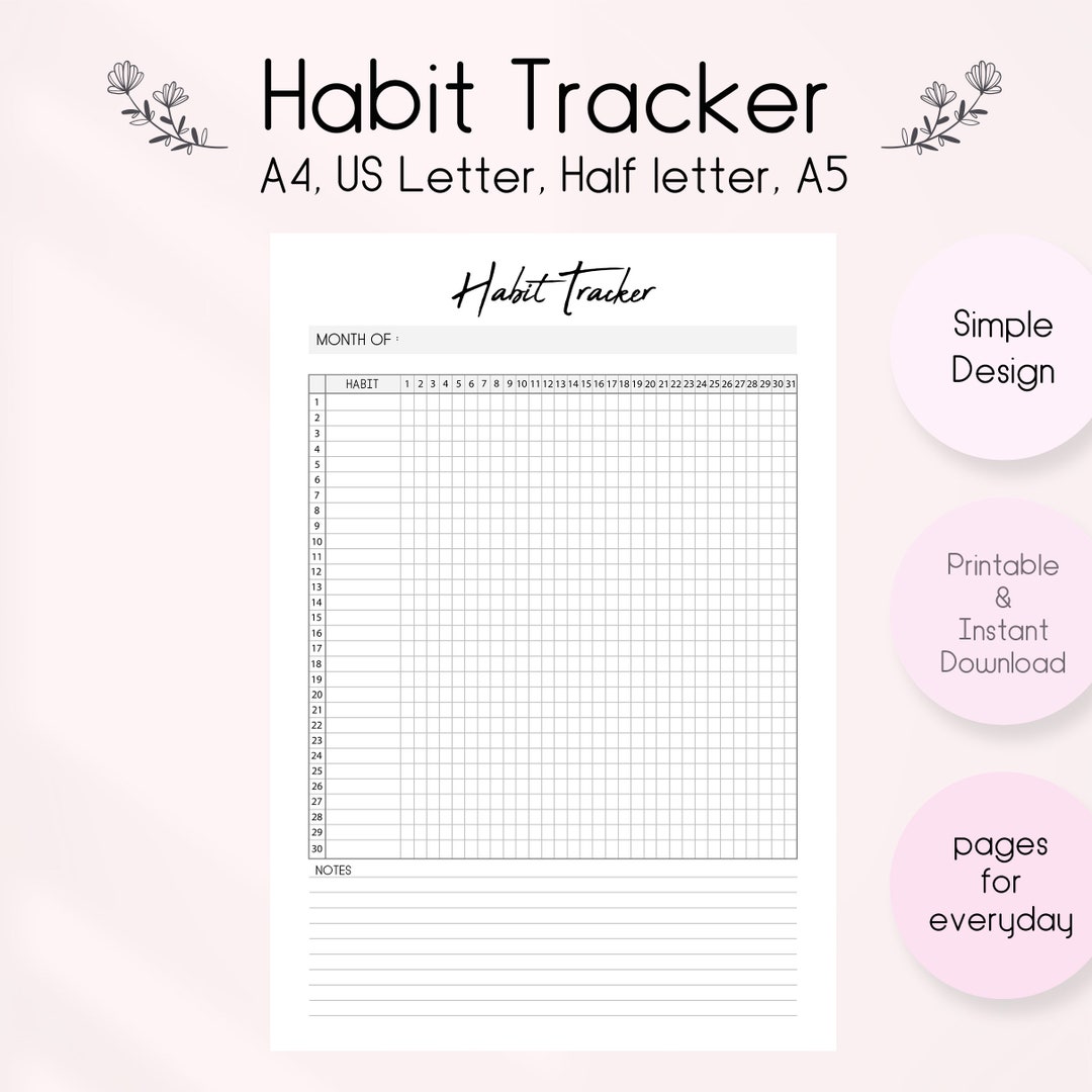 Monthly Habit Tracker Printable, Routine Tracker, 31 Day Habit ...