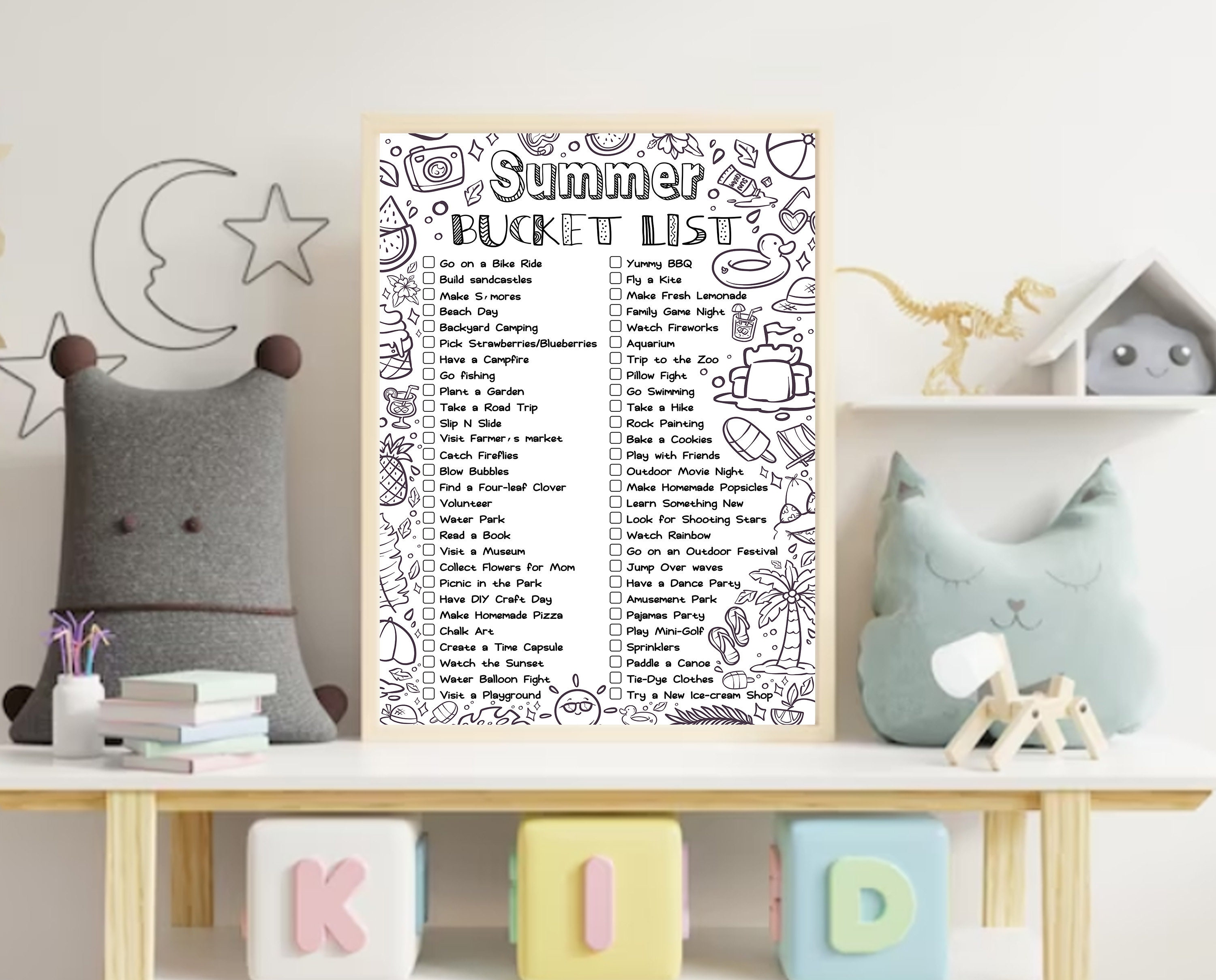 Summer Bucket List Printable, Summer Activities for Kids Checklist ...