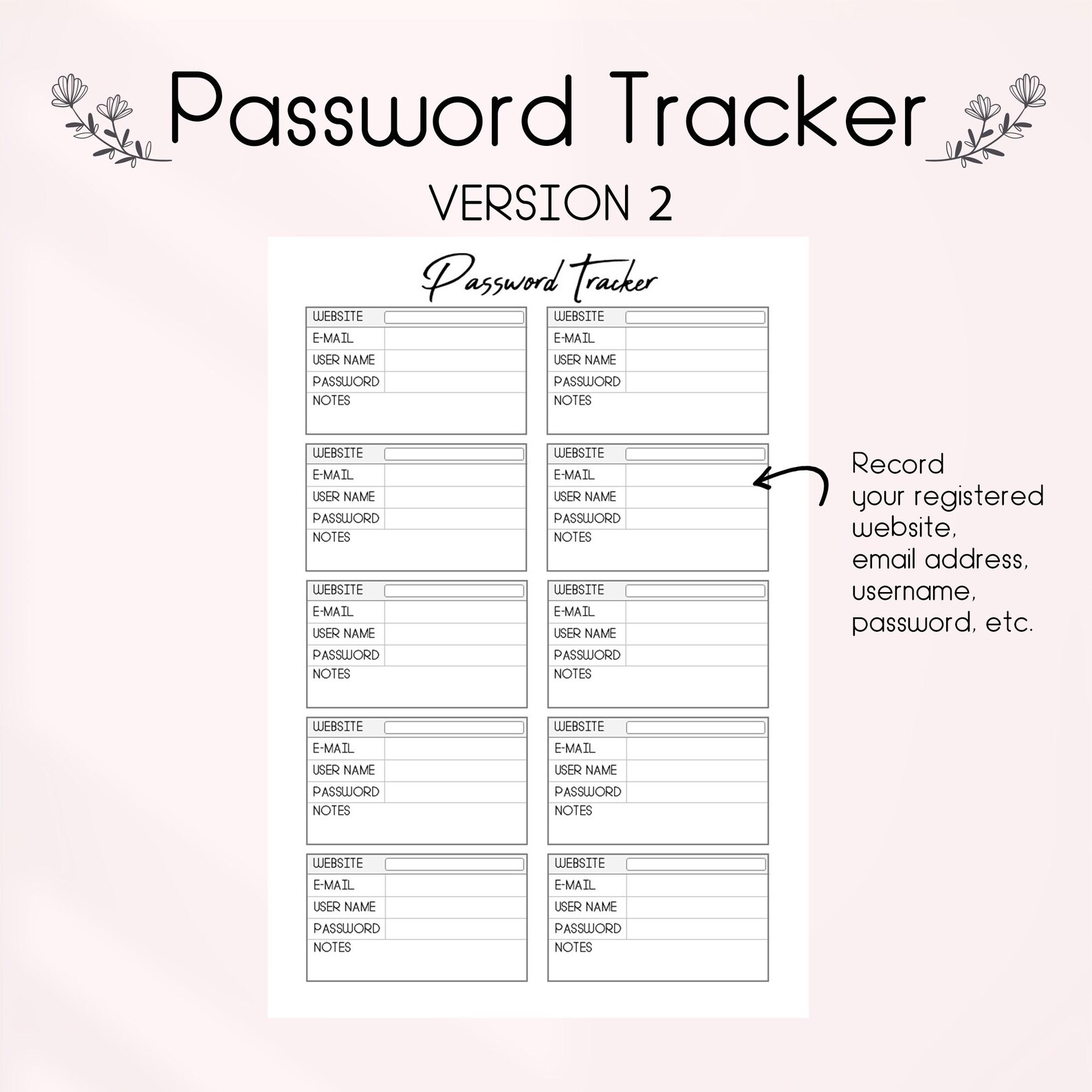Password Tracker Template Printable, Password Book, Personal Management ...