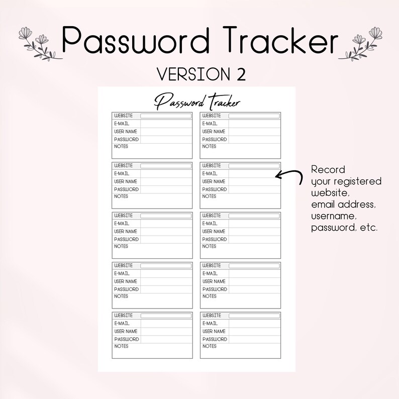 Password Tracker Template Printable, Password Book, Personal Management ...