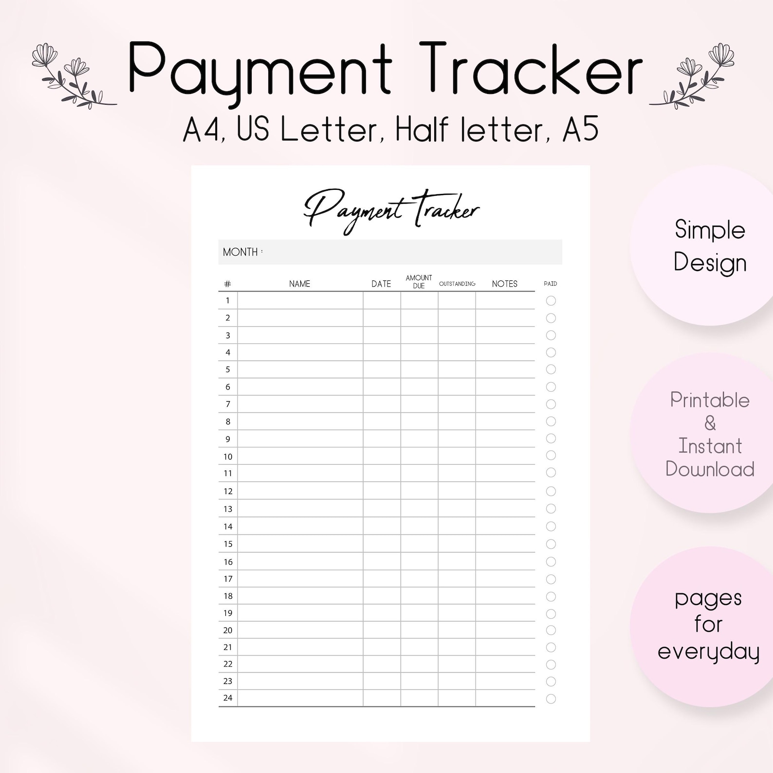 Payment Tracker and Client Payment History Log, Ideal for Small ...