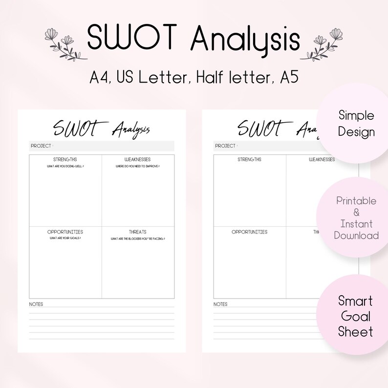 SWOT Analysis Printable, SWOT Analysis Template, Project Planner ...