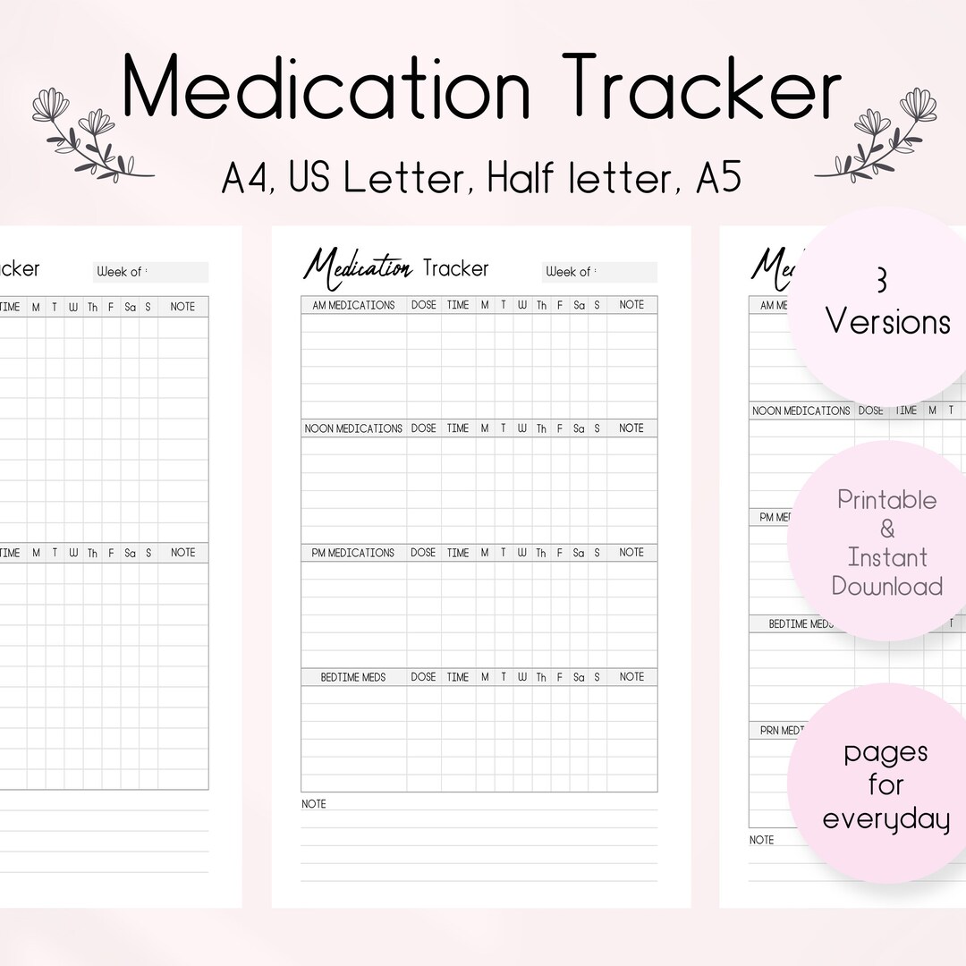 Weekly Medication Tracker Printable: Pill & Supplement Log (PDF ...