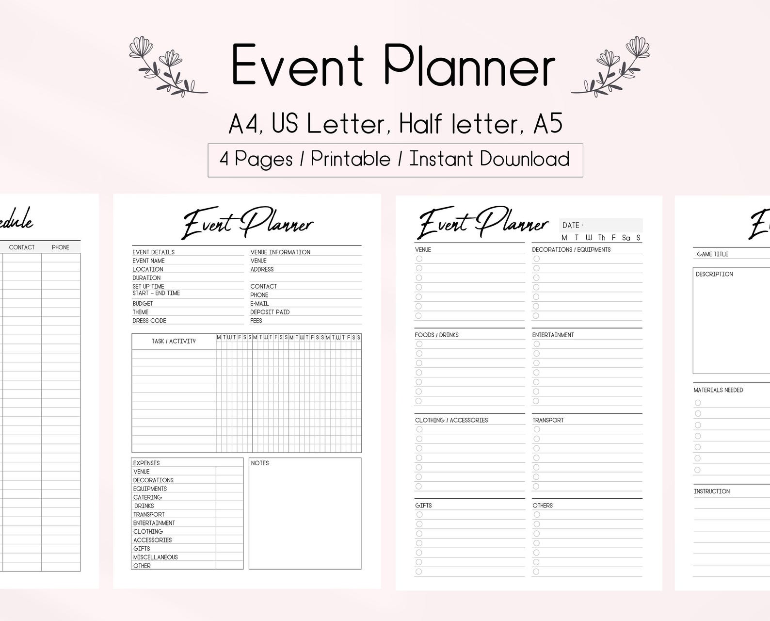 Event Planner Templates, Party Planner, Party Checklist Printable ...