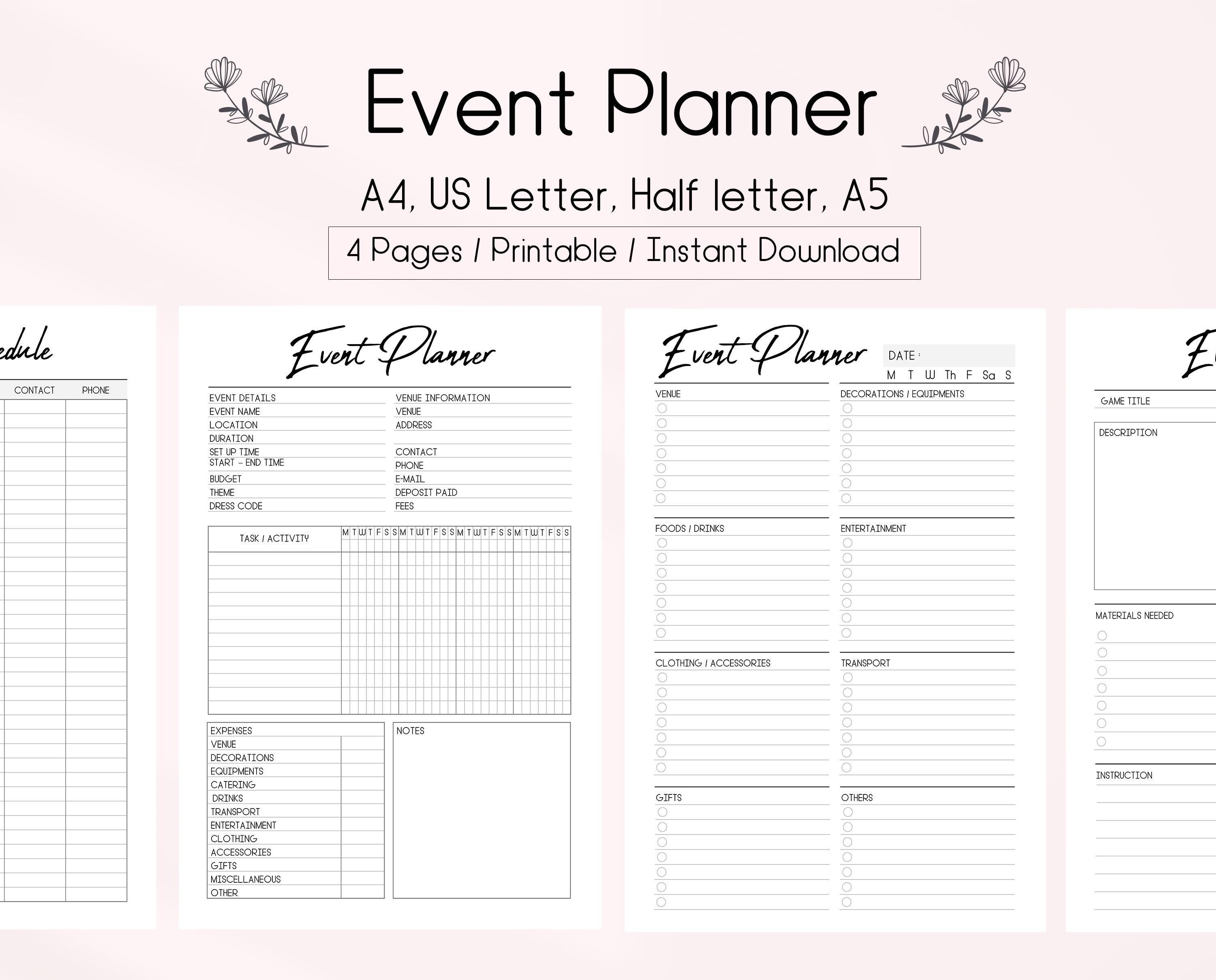 Event Planner Templates, Party Planner, Party Checklist Printable ...
