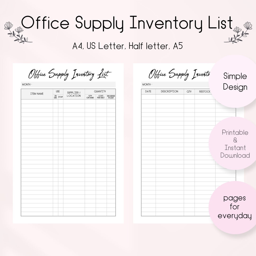 Supply Inventory List, Office Organization, Office Supply Inventory ...