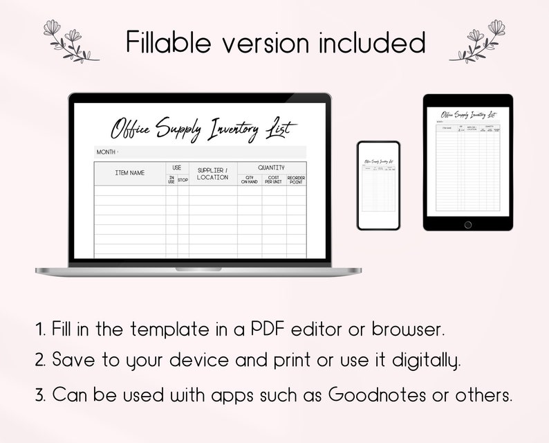Office Supply Inventory List: Printable Tracker Worksheet (PDF Download ...