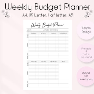 Weekly Budget Planner Printable, Financial Planner Templates, Personal ...