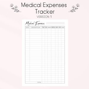 Medical Expenses Tracker Printable, Health Journal, Manage Medical ...