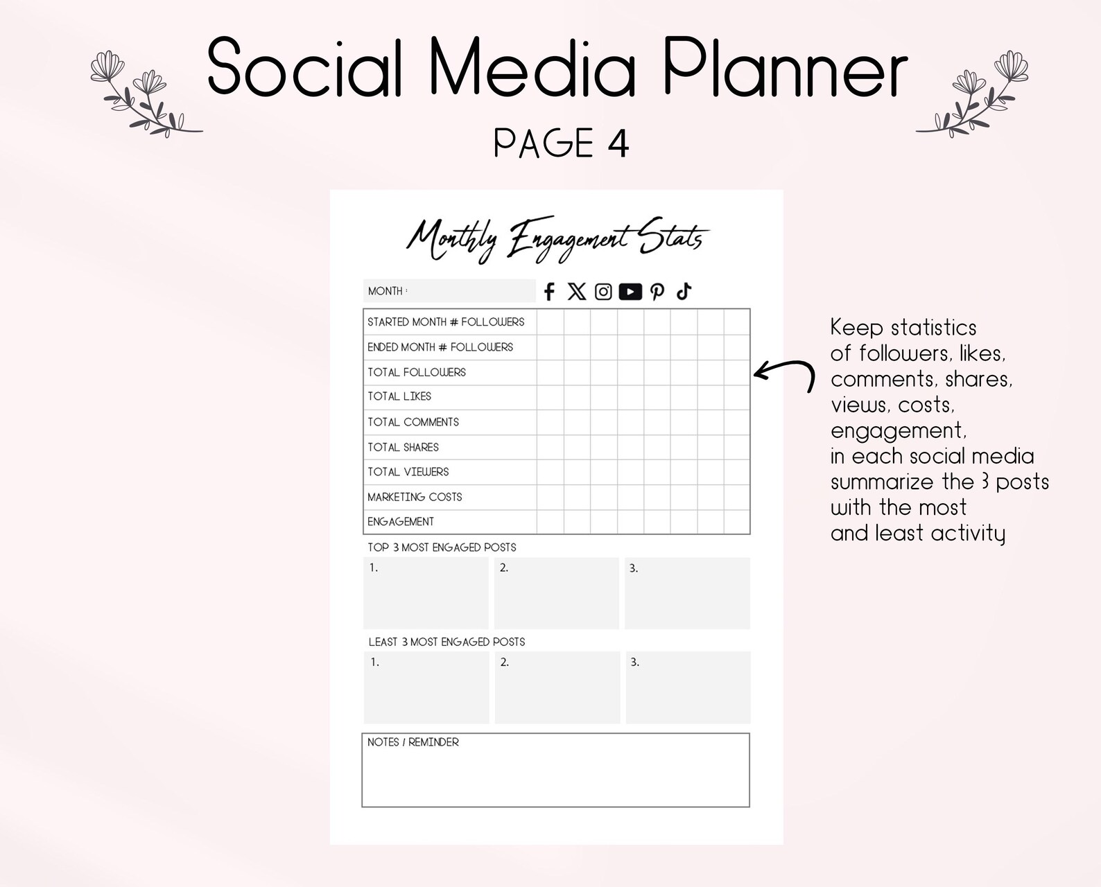 Social Media Post Planner Template Printable, Post Tracker, Content ...