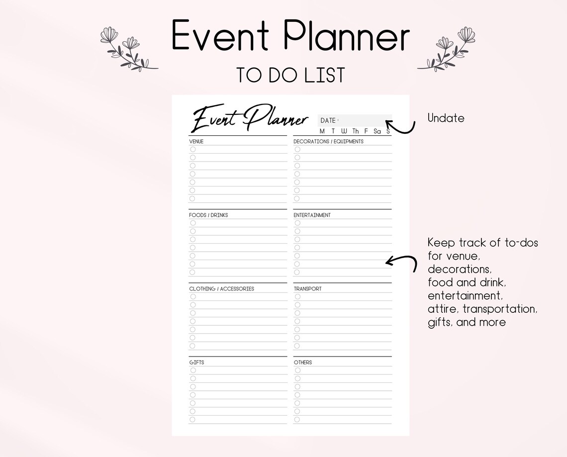 Event Planner Template: Party Checklist, Organizer (PDF Download) - Etsy