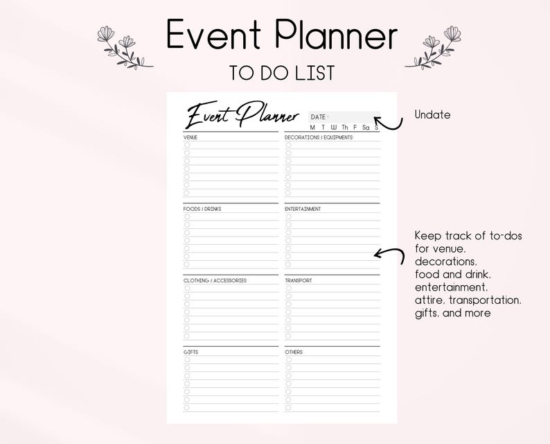 Event Planner Templates, Party Planner, Party Checklist Printable ...