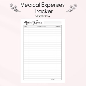 Medical Expenses Tracker Printable, Health Journal, Manage Medical ...