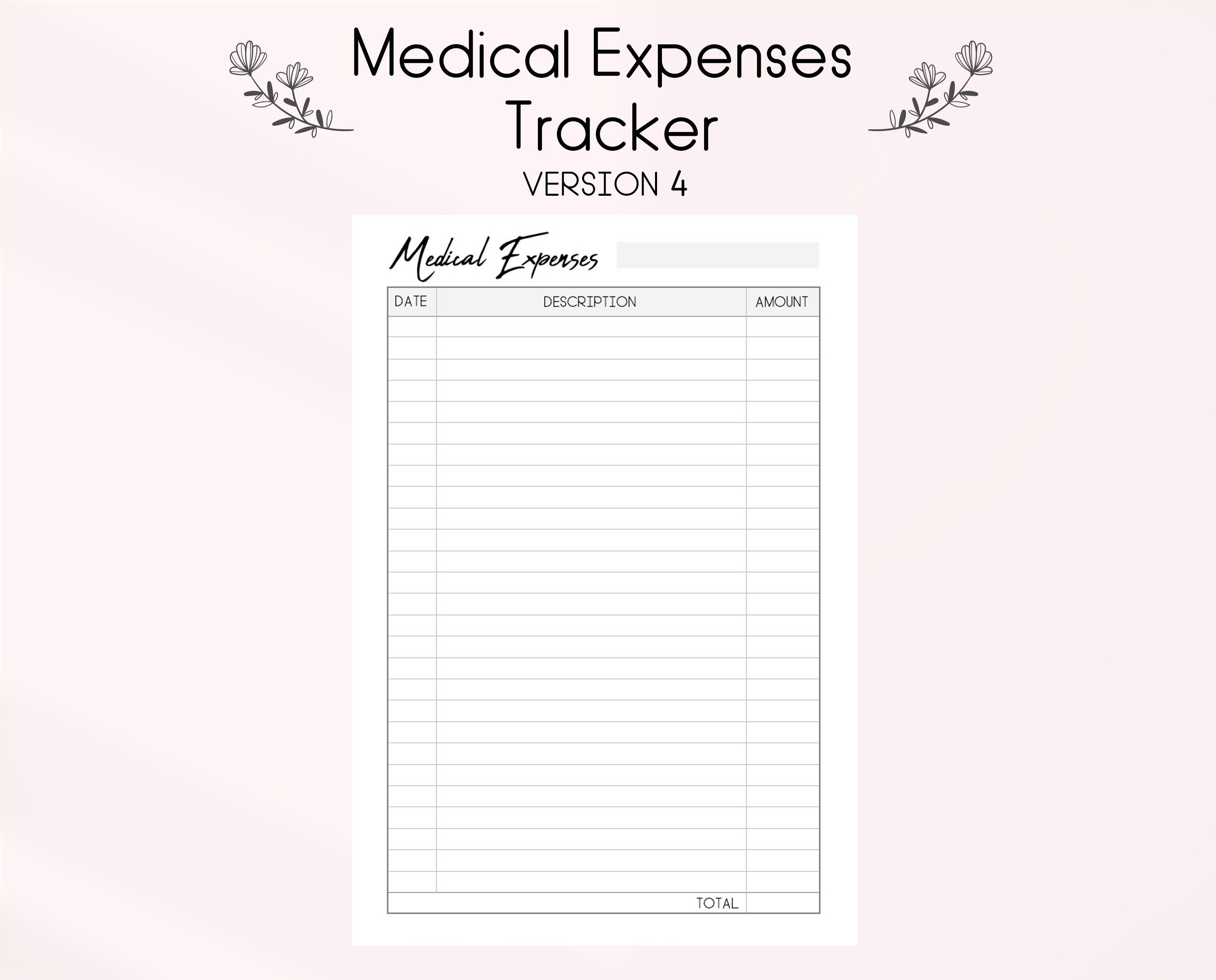 Medical Expenses Tracker Printable, Health Journal, Manage Medical Expenses, Medical Spending ...
