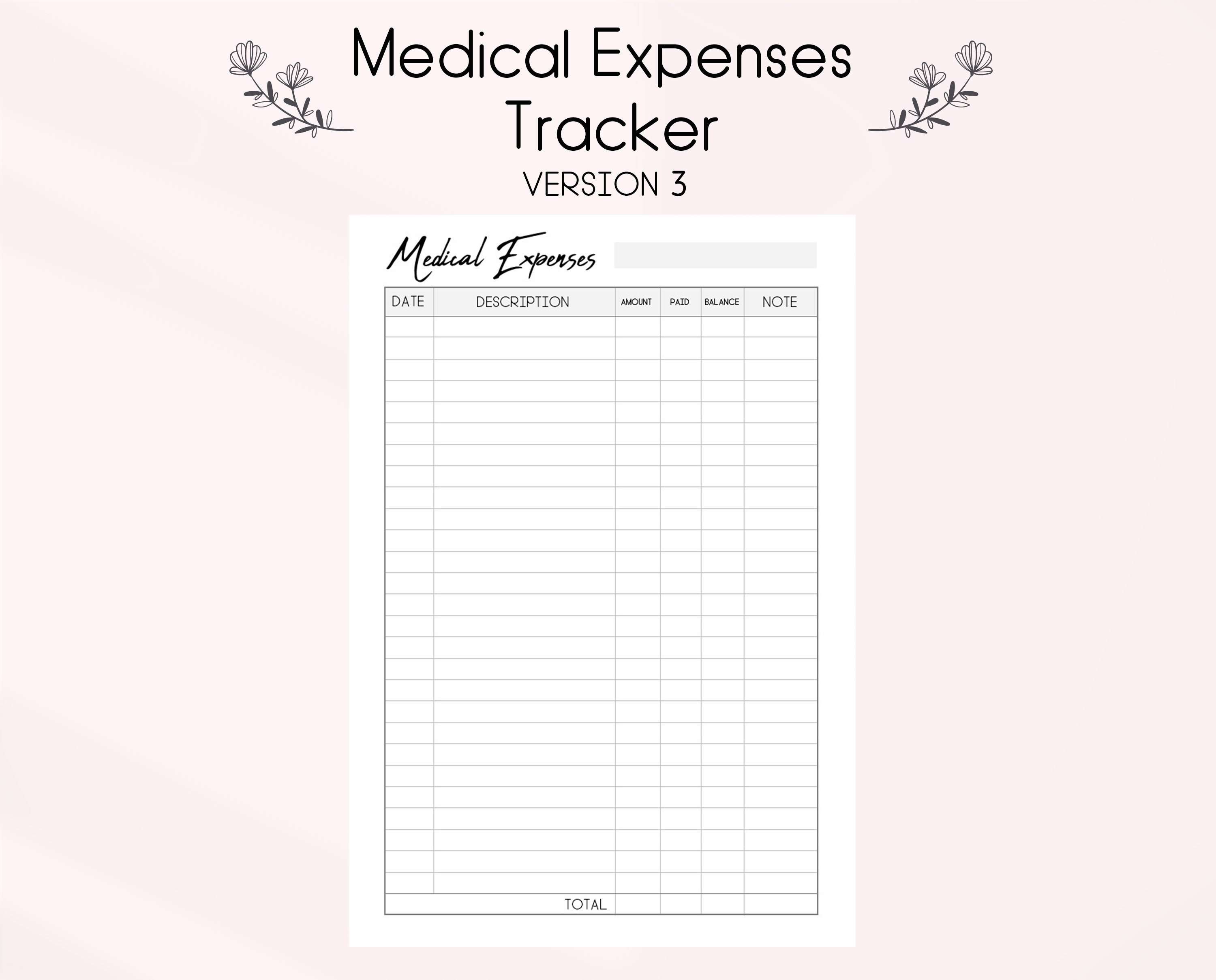 Medical Expenses Tracker Printable, Health Journal, Manage Medical ...