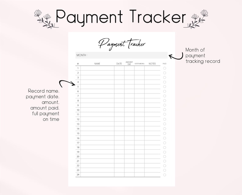 Payment Tracker and Client Payment History Log, Ideal for Small ...