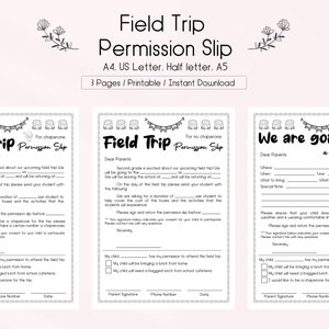 Editable Field Trip Permission Slip: 3-in-1 Printable (PDF Download) - Etsy