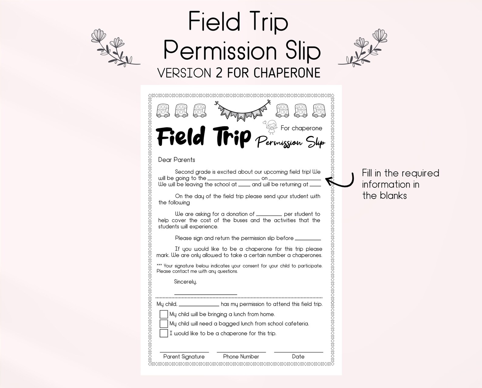 Editable Field Trip Permission Slip: 3-in-1 Printable (PDF Download) - Etsy