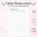 Restaurant Table Reservation List Printable: A4, A5, US Letter (PDF ...