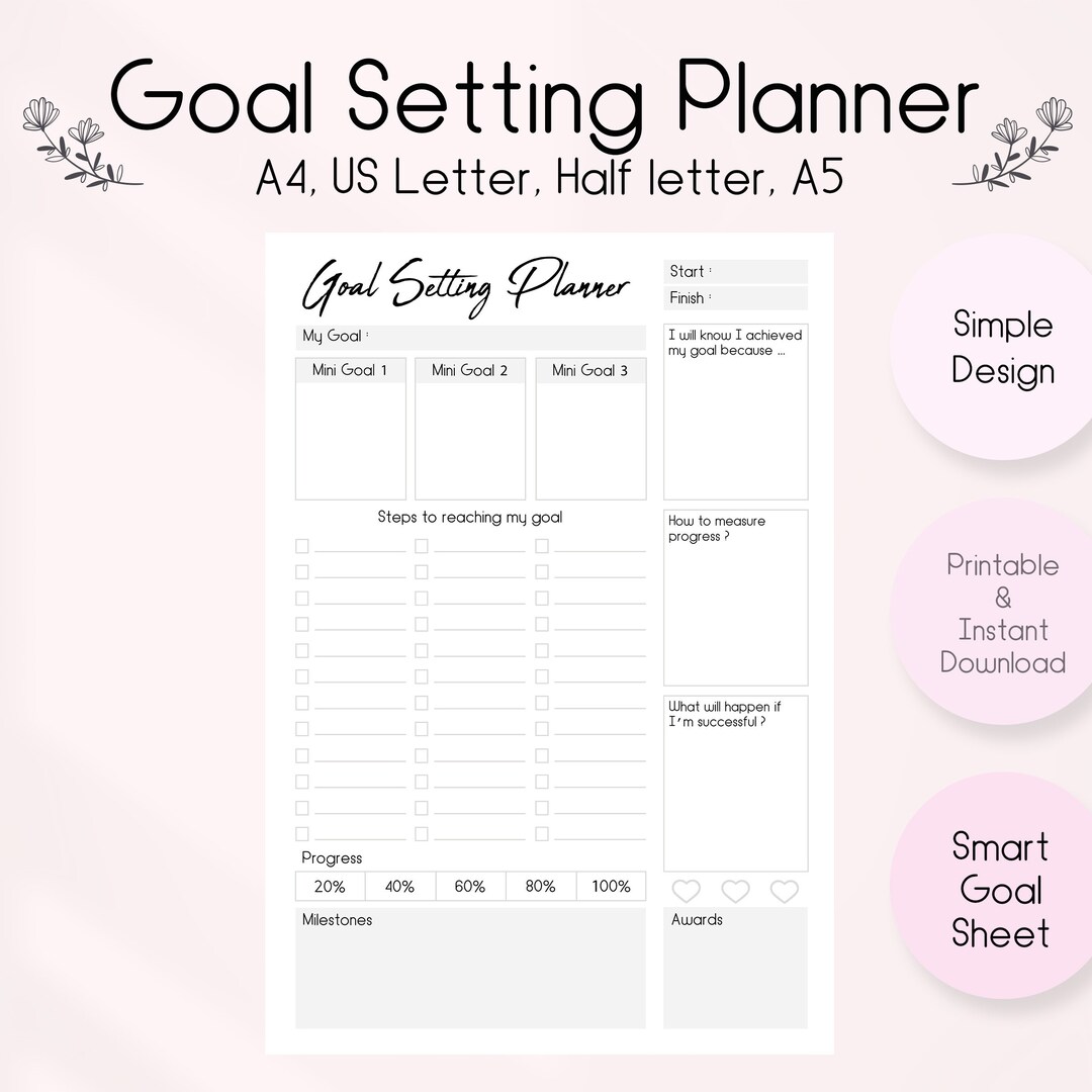 Goal Setting Planner Printable, Goal Challenge Templates, Personal ...
