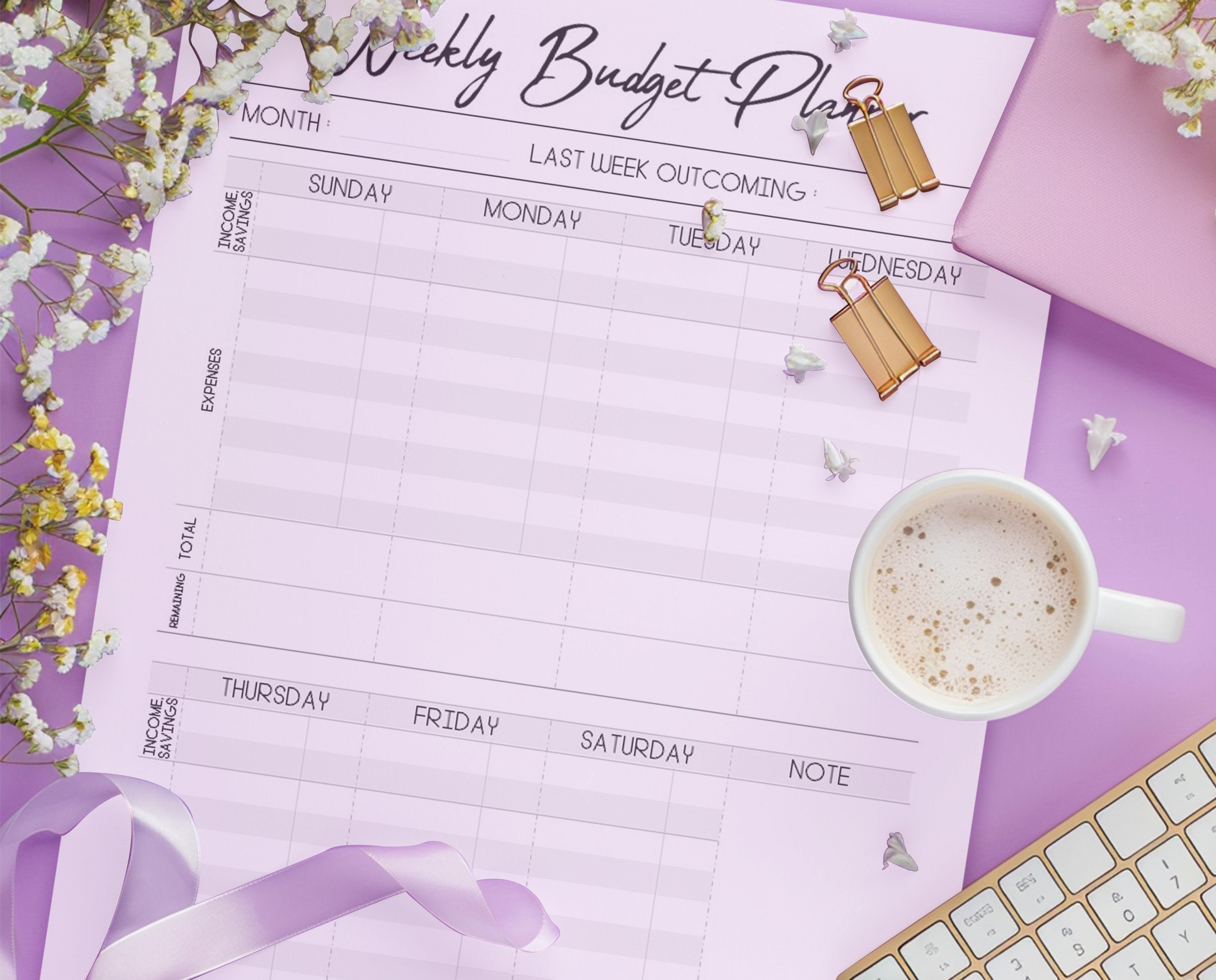 Weekly Budget Planner Printable, Financial Planner Templates, Personal ...