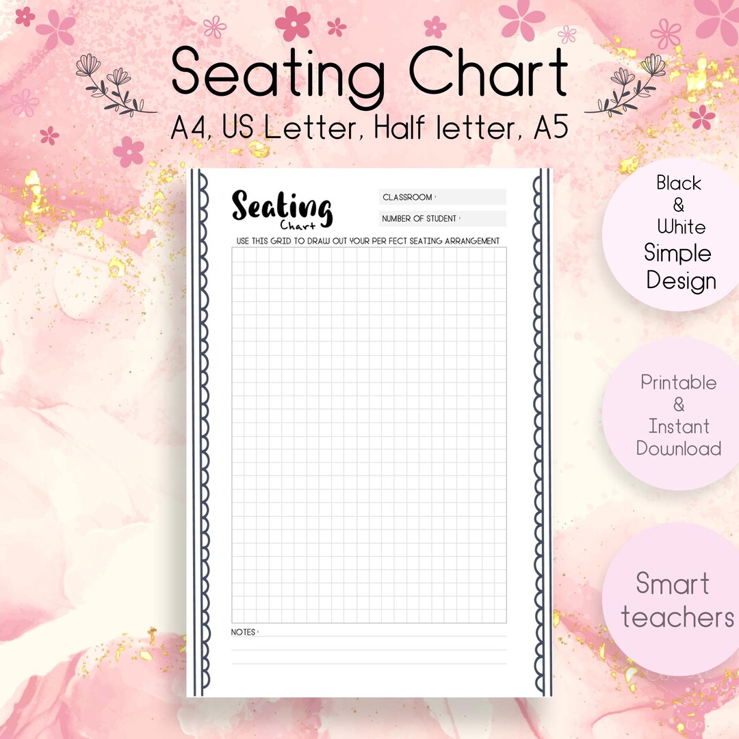 Printable Classroom Seating Chart Template, Student Seating Arrangement ...