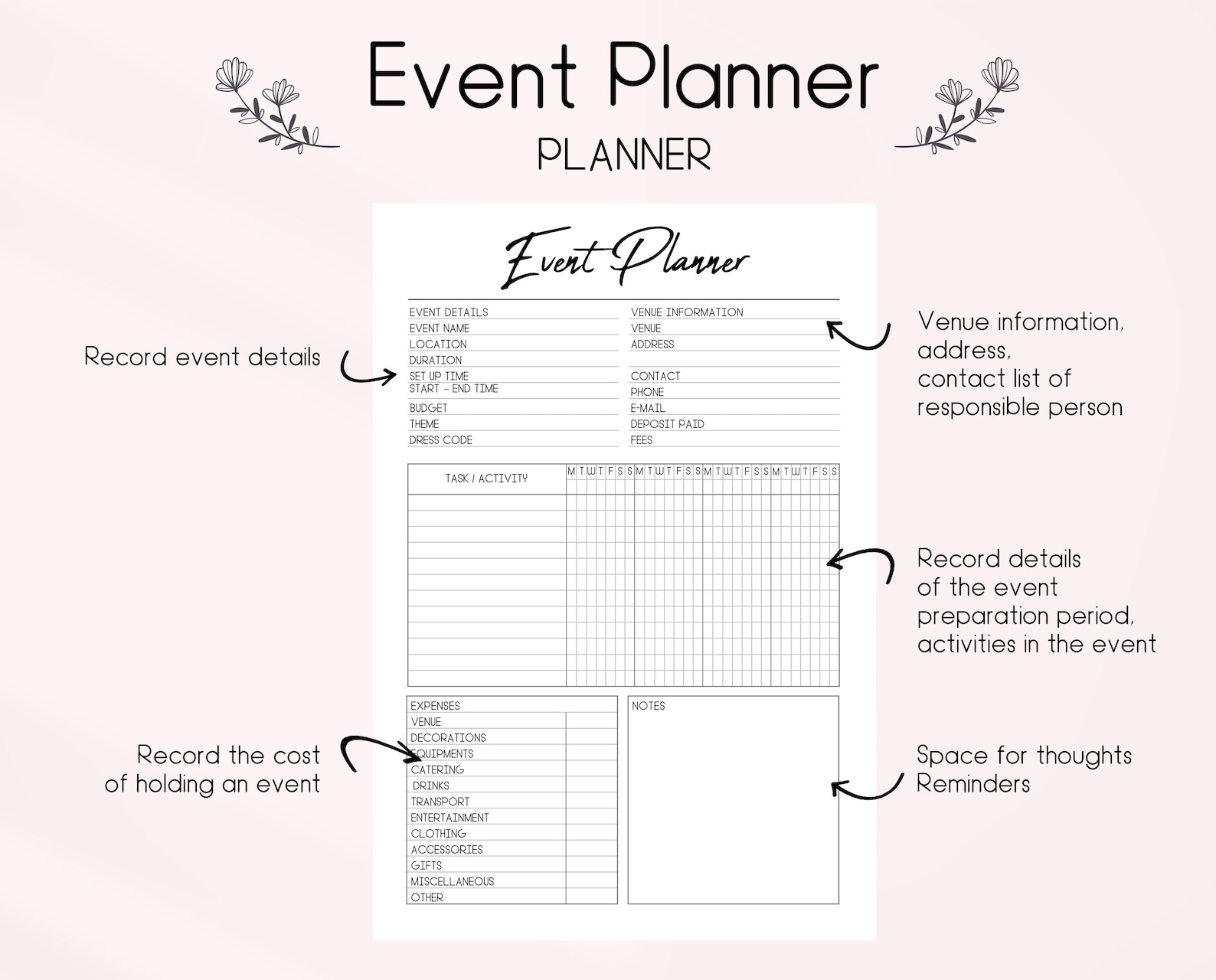 Event Planner Templates, Party Planner, Party Checklist Printable ...