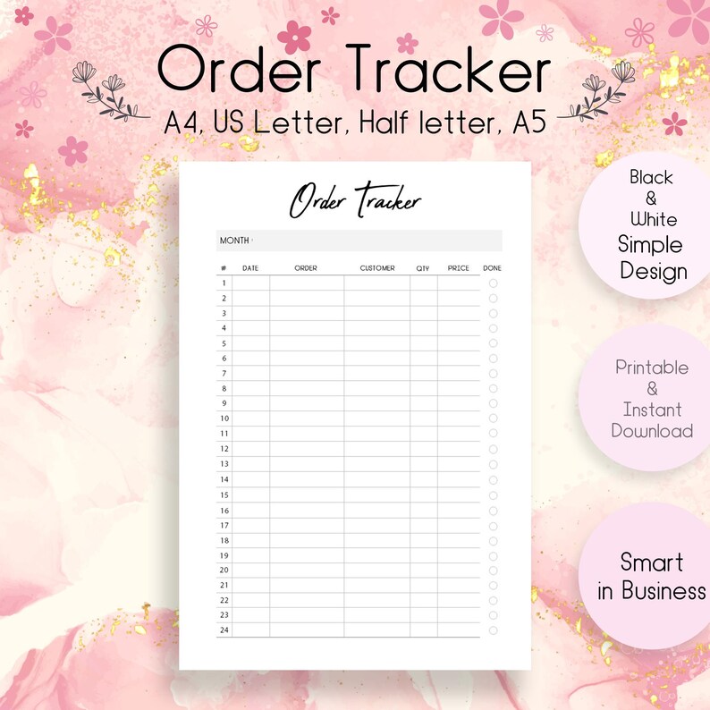 Order Tracker Template Printable, Order Tracking Form, for Small ...