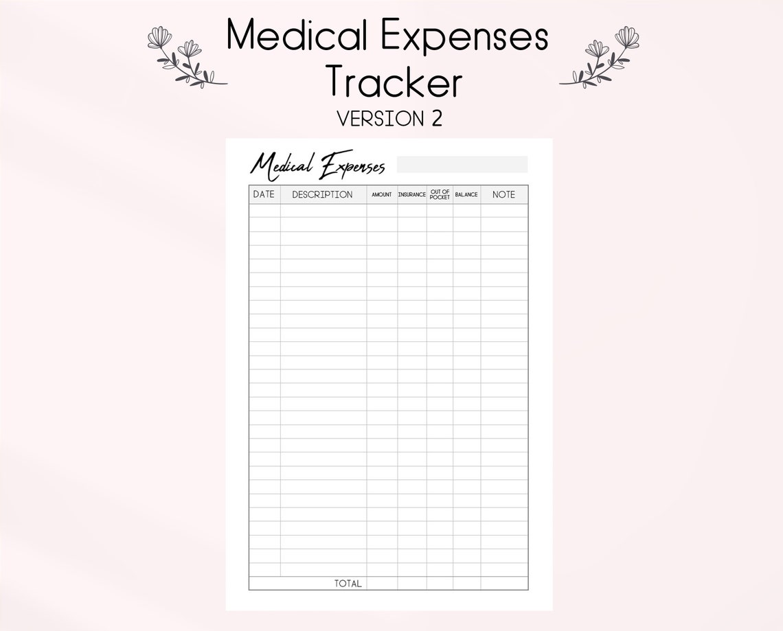 Medical Expenses Tracker Printable, Health Journal, Manage Medical ...