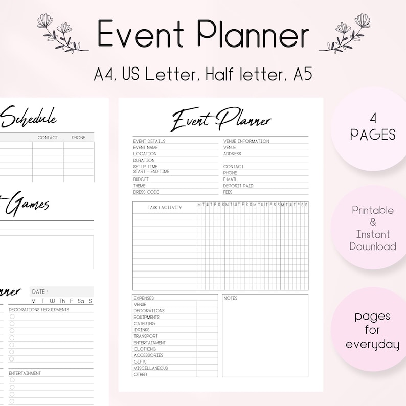 Event Planner Templates, Party Planner, Party Checklist Printable ...