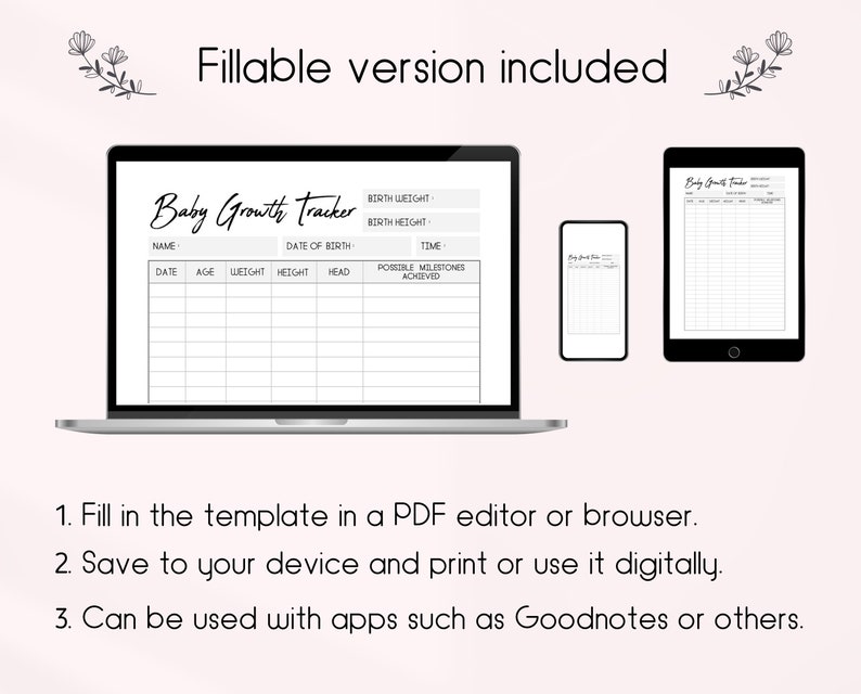 Baby Growth Tracker, Baby Growth Chart, Baby Growth Log Templates, Baby ...