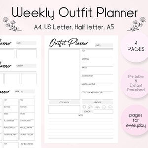 Wardrobe Planner Templates, Outfit Planner, Capsule Wardrobe Printable ...