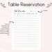 Restaurant Table Reservation List Printable: A4, A5, US Letter (PDF ...