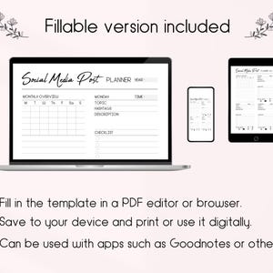 Social Media Post Planner Template Printable, Post Tracker, Content ...