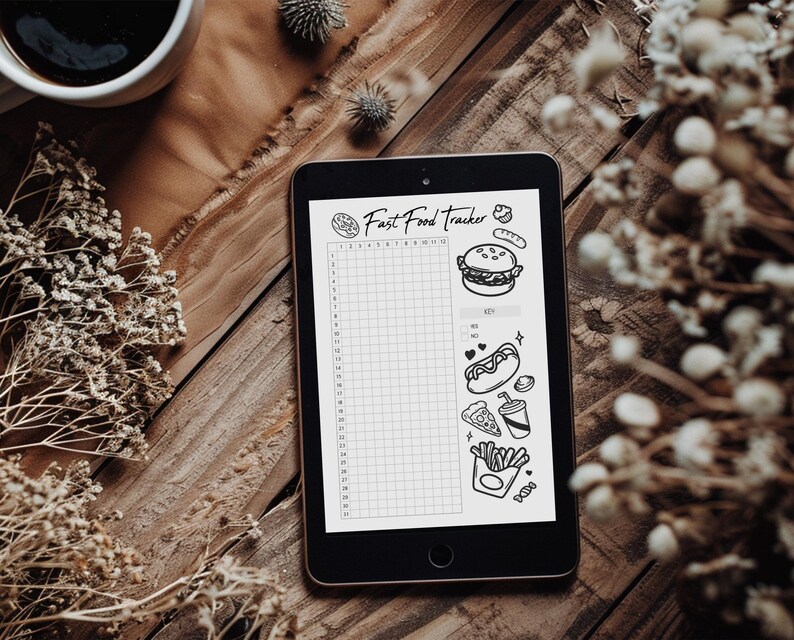 Printable Fast Food Tracker, Fast Food Journal Template, Health Tracker ...