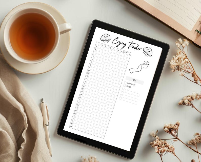 Crying Tracker Printable | Mental Health Tracker | Gentle Self Care ...