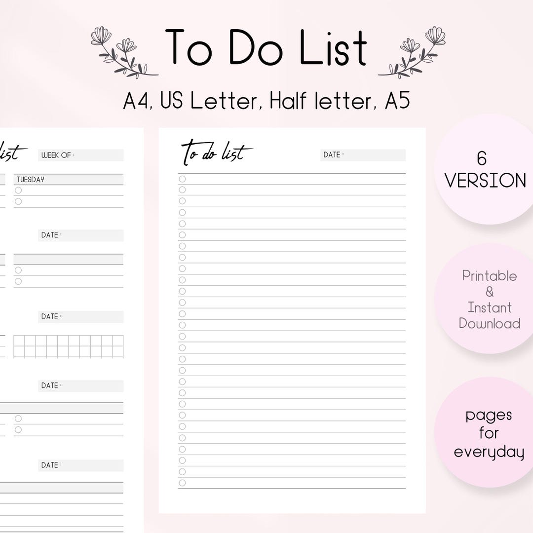 To Do List Template Printable, Task Tracker, Daily Planner, Weekly to ...