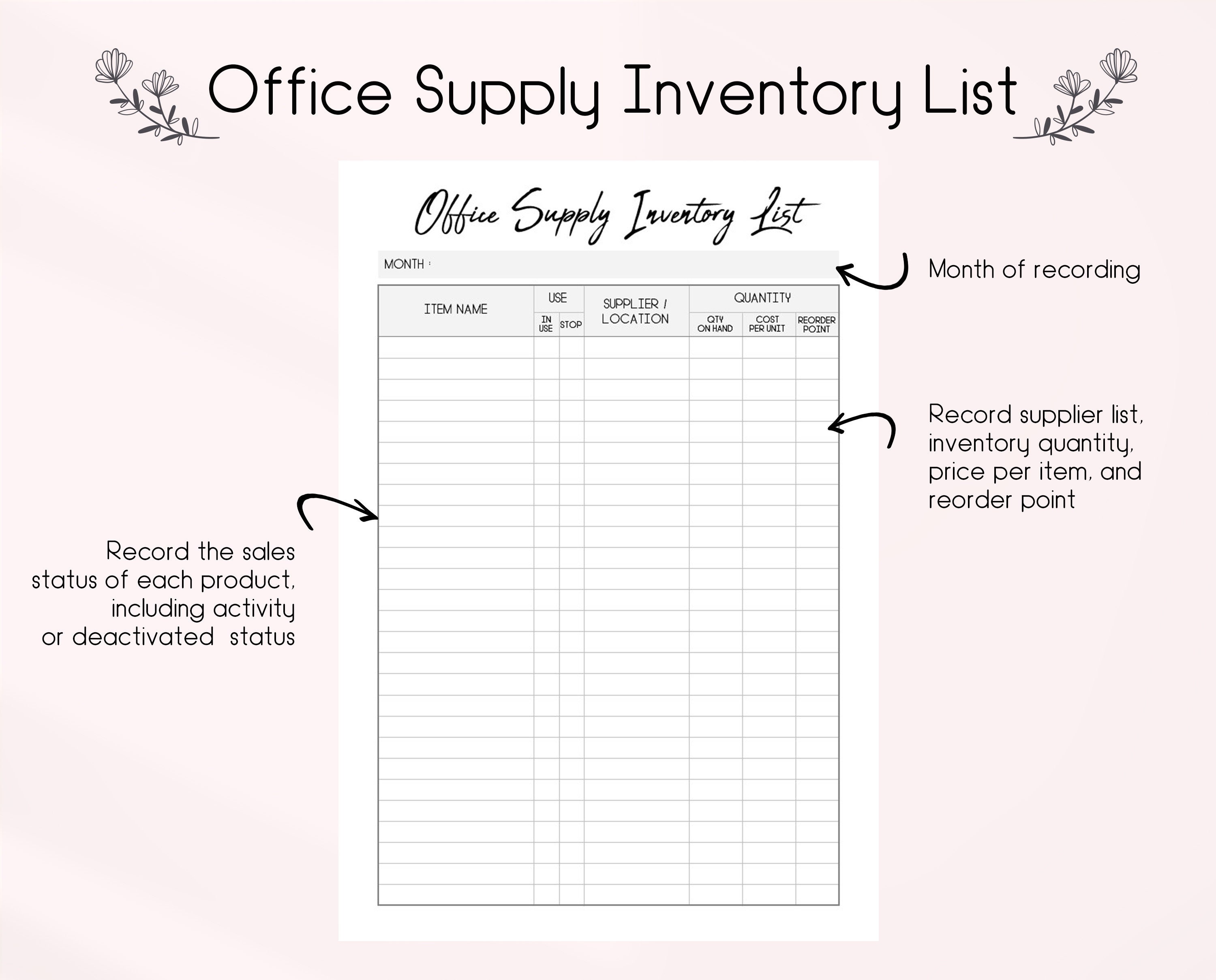 Supply Inventory List, Office Organization, Office Supply Inventory ...